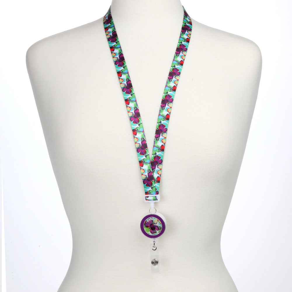 Butterfly Patterned Ribbon Neck Lanyard | BooJeeBeads.com – BooJee Beads
